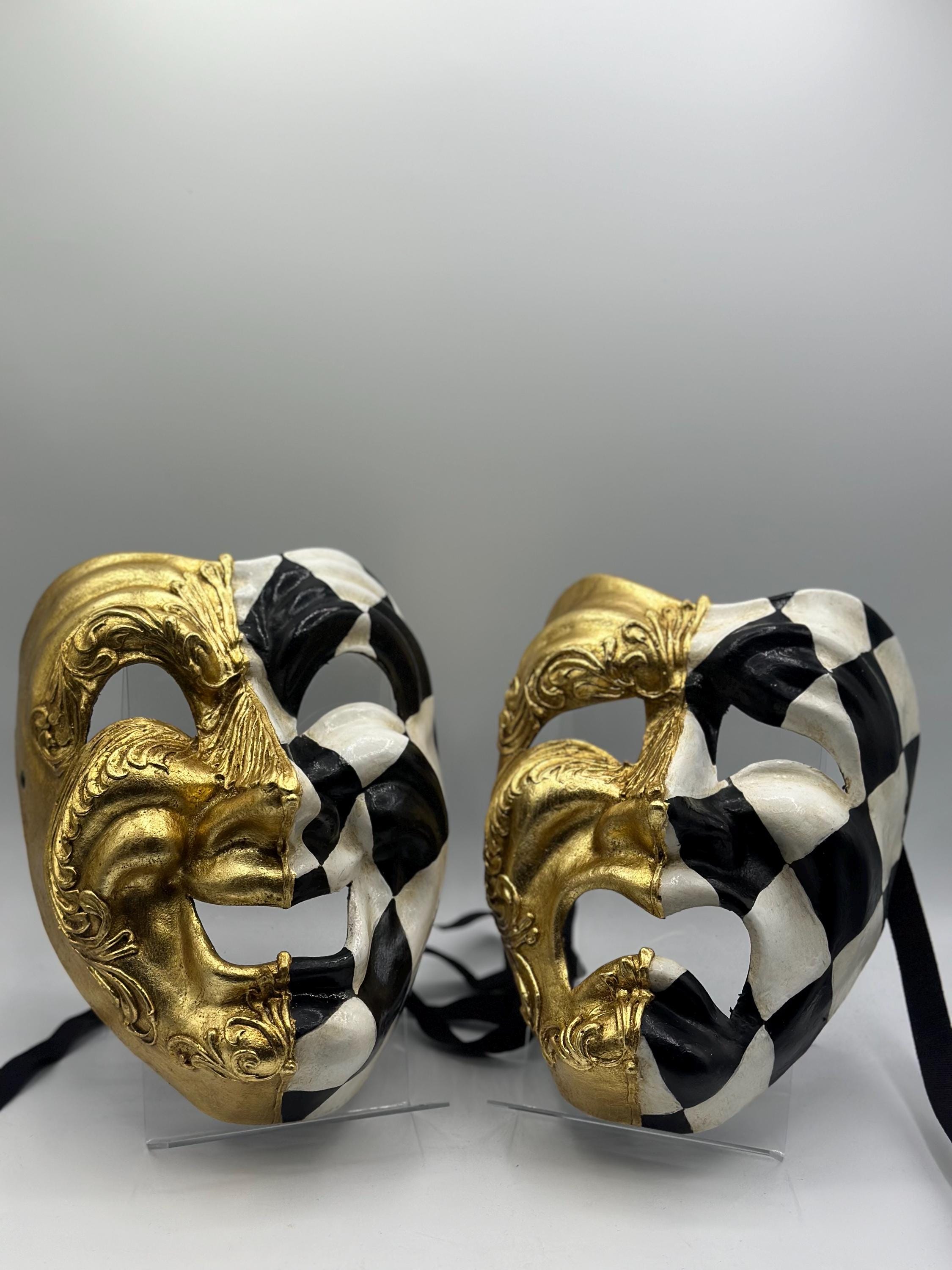 Comedy Tragedy Masks Set: Gold & Black/white, Wearable and Home Decor ...