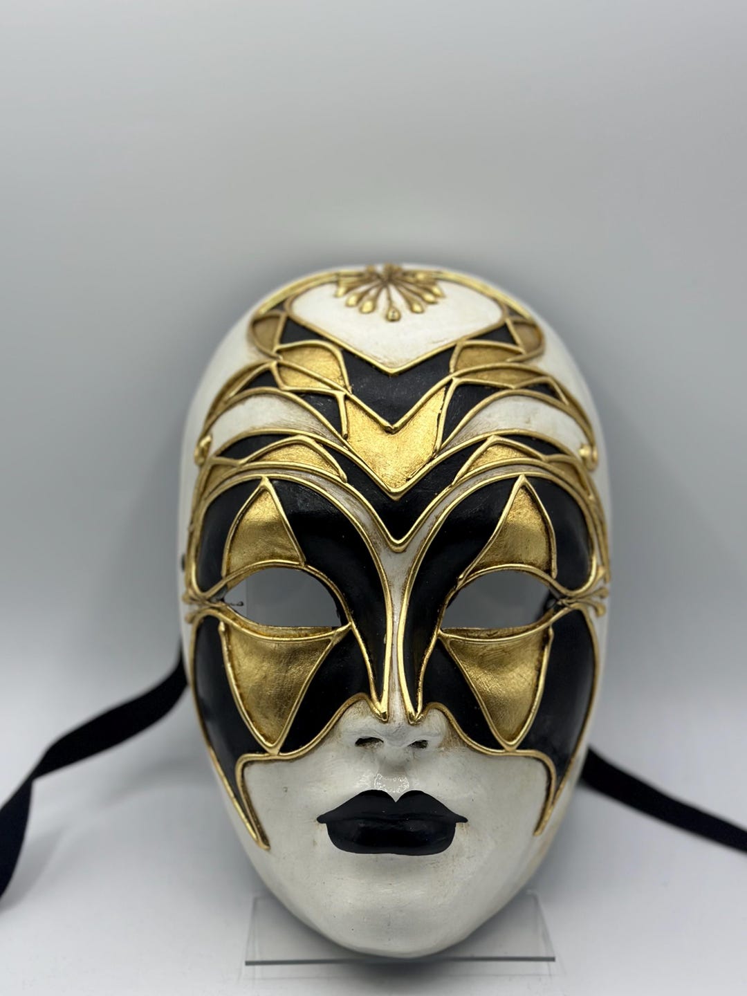 Full-face Costume Mask in Gold Black and White With Black Lips ...