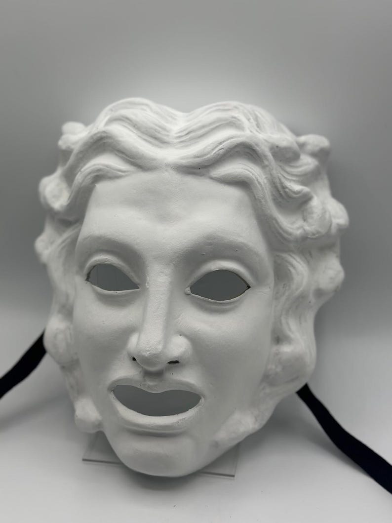 White Medusa Mask - White Paper Mache Mask - Greek Mythologie Mask and ...
