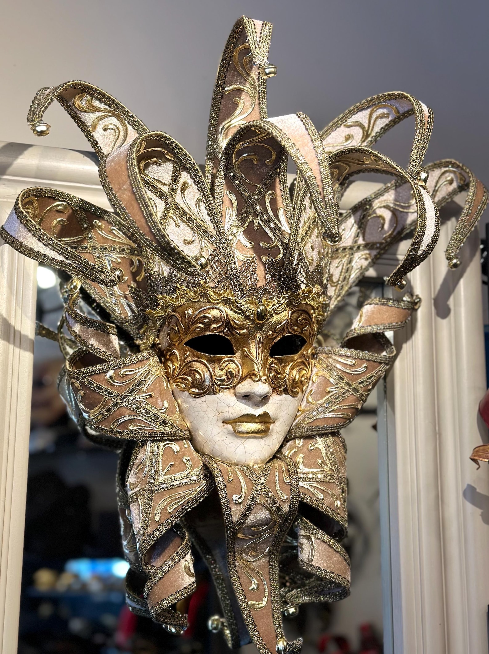 Venetian Jester Mask in Gold Velvet. Wearable Mask and Home Decoration ...
