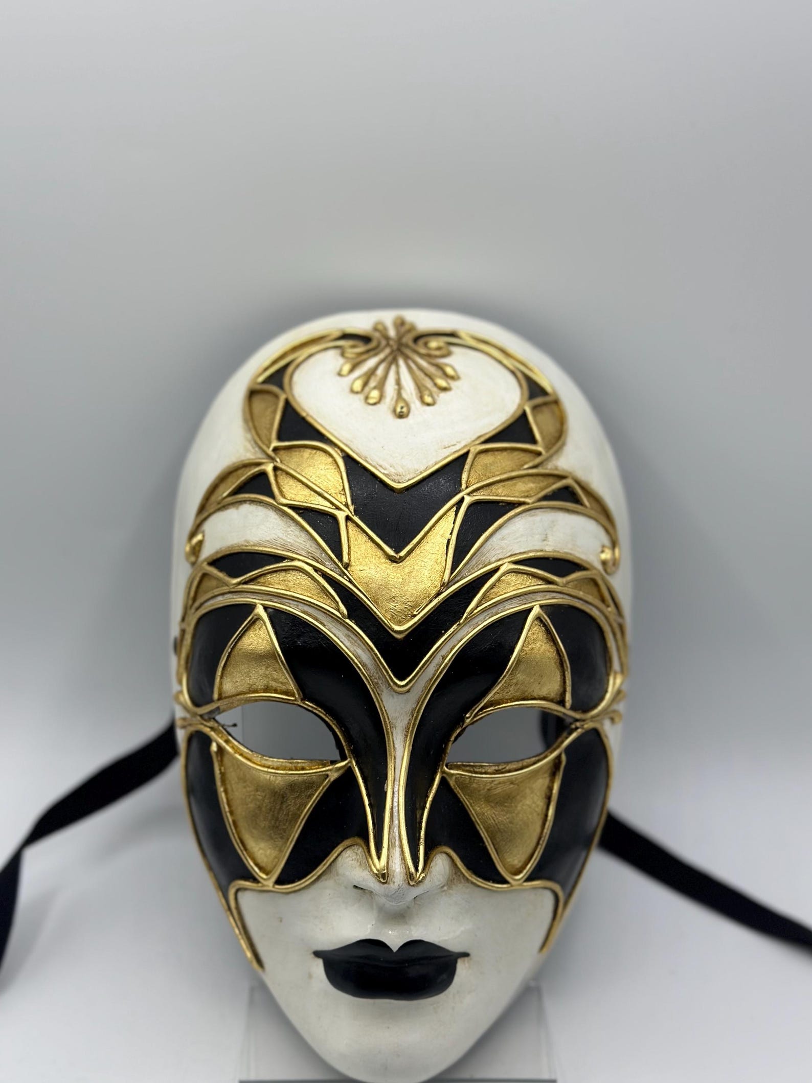Full-face Costume Mask in Gold Black and White With Black Lips ...