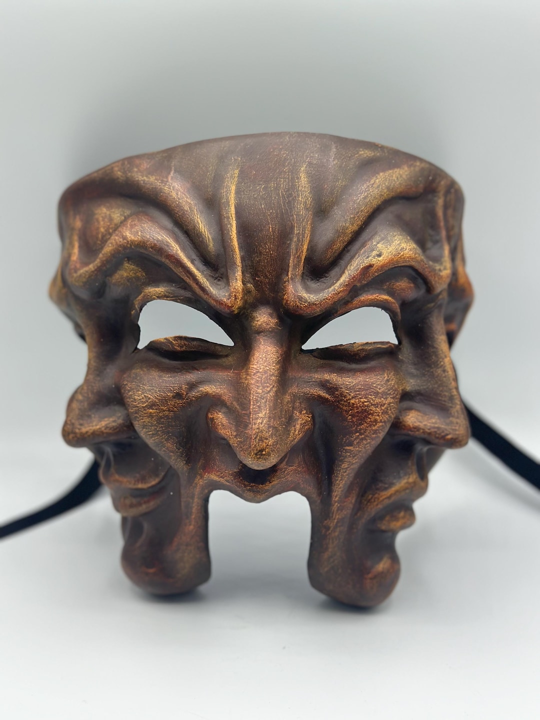 Brown Three Face Mask. Halloween Mask in Brown. Wearable Mask and ...