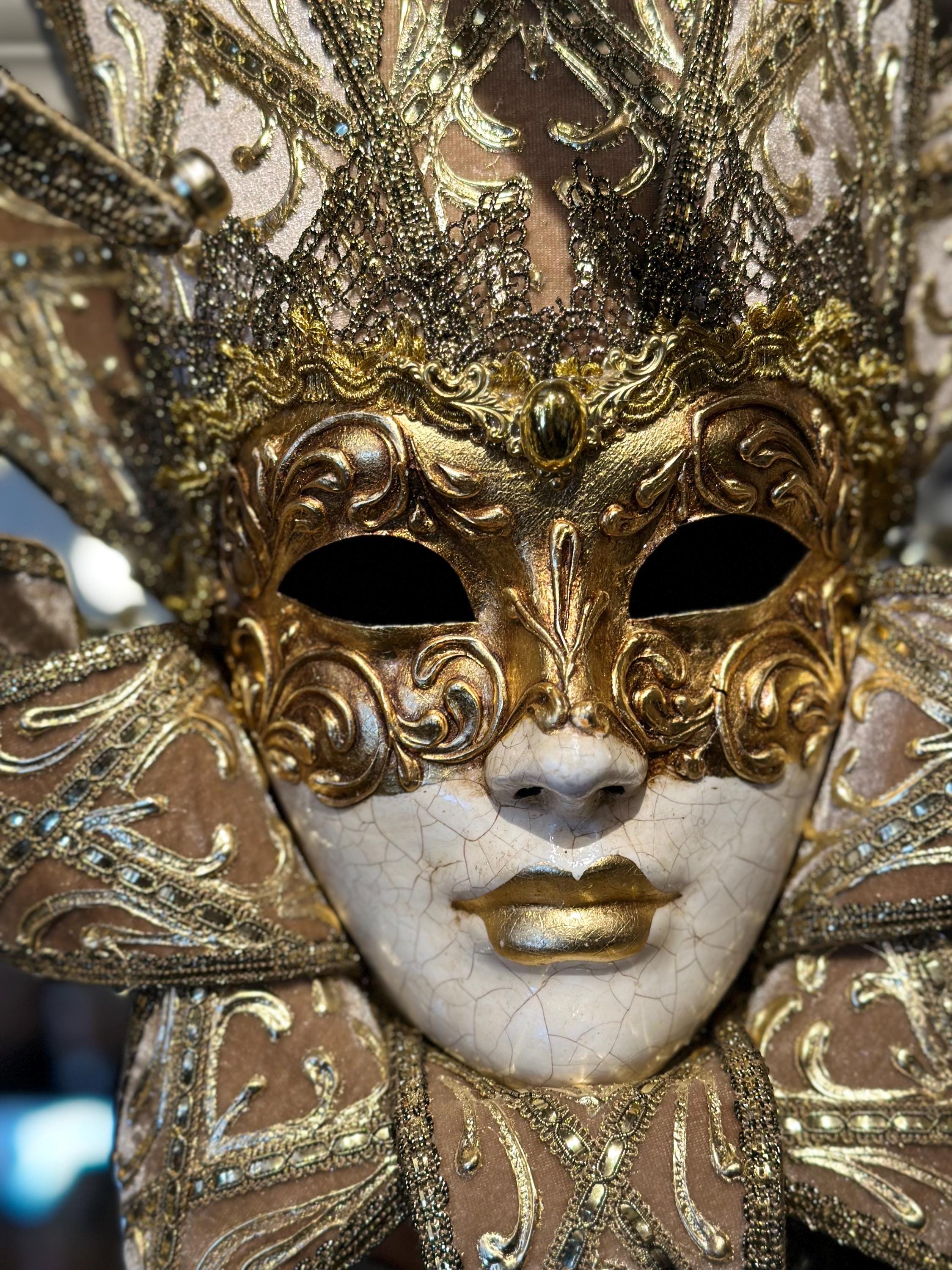 Venetian Jester Mask in Gold Velvet. Wearable Mask and Home Decoration ...