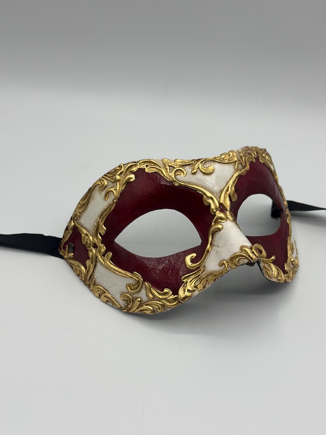 Red, White and Gold Baroque Venetian Mask: Masquerade Carnival Mask - Etsy