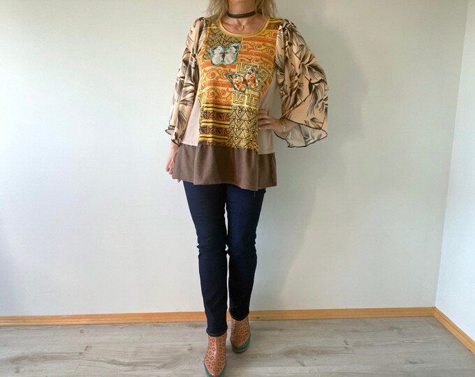 Bohemian Tunic Top Women's Hippie Shirt Butterfly Clothing Boho Clothes ...