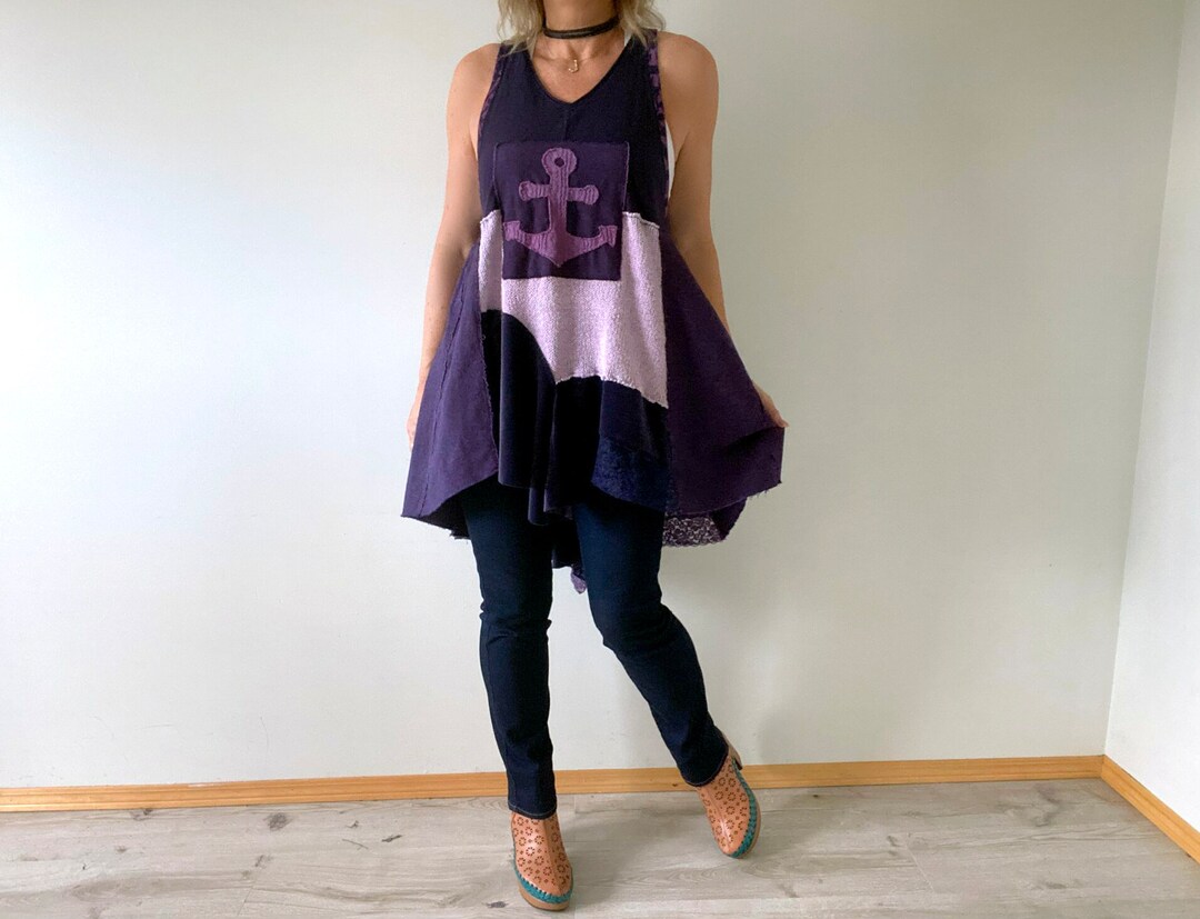 Wearable Art Shabby Chic Top up Cycled Clothing Women's Boho Tunic ...