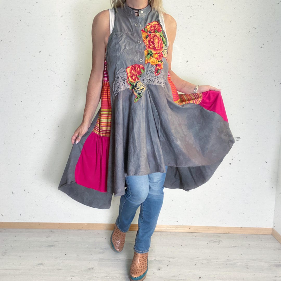Women's Duster Dress, Long Peplum Vest, Boho Chic Clothing, Shabby ...
