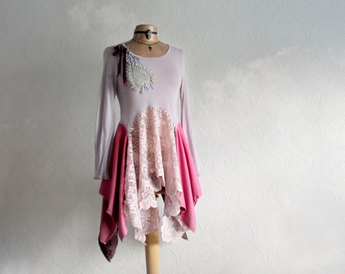 Women's Gypsy Top Lagenlook Clothes Eco Fashion Purple Tunic Bohemian ...