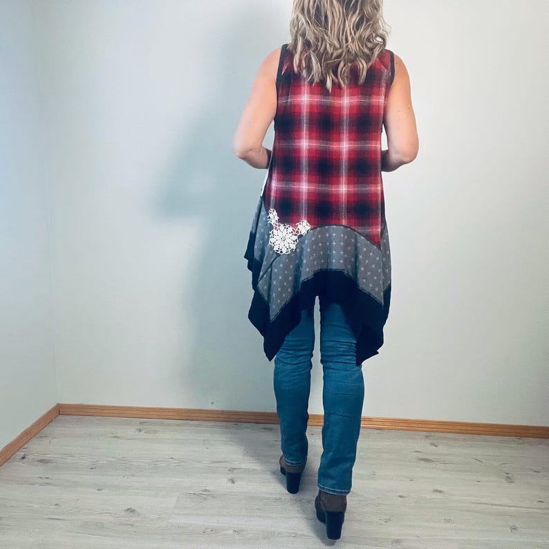 Upcycled Plaid Duster Vest Shabby Chic Top Rustic Lagenlook Shirt ...
