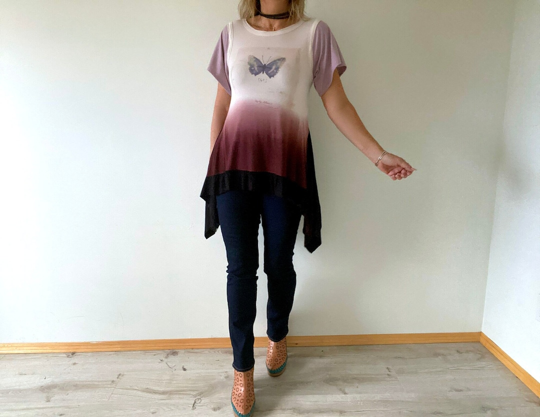 Bohemian Tunic Top Women's Hippie Shirt Butterfly Clothing Boho Clothes ...