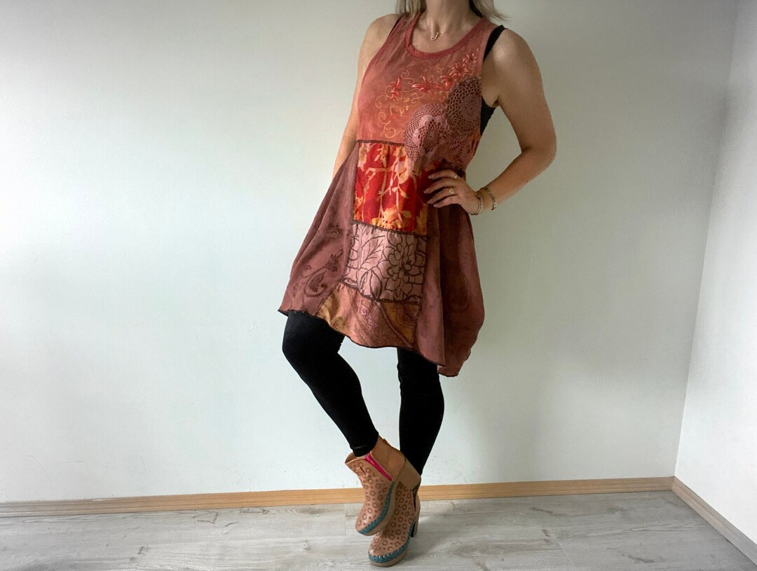 Rustic Patchwork Dress Bohemian Clothing Shabby Chic Style Sustainable ...