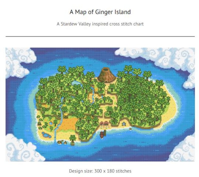 A Map of Ginger Island - a Stardew Valley Cross Stitch Pattern - Etsy