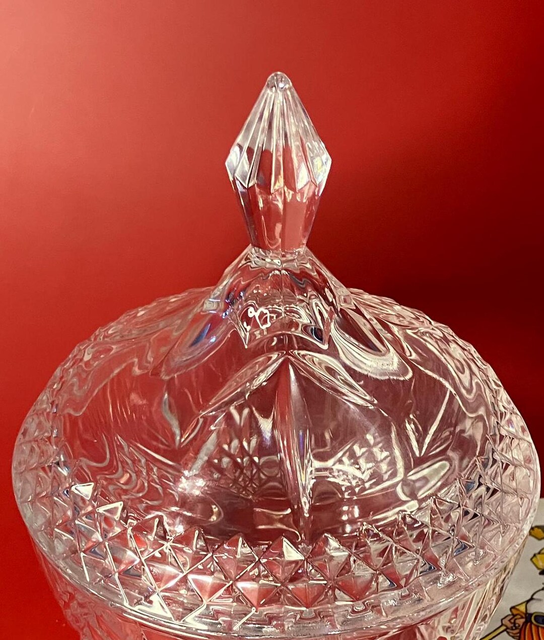 Clear Crystal Vintage Bonbon/trinket Dish With Lids. Spiral Lid. Tri ...