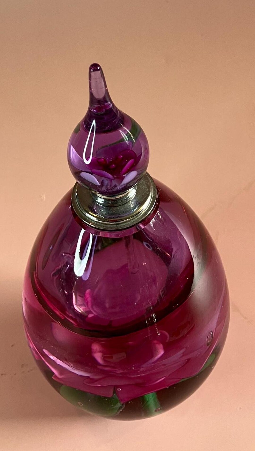 Paperweight Perfume Bottle. Green/light Lilac - Flower Encased in the ...