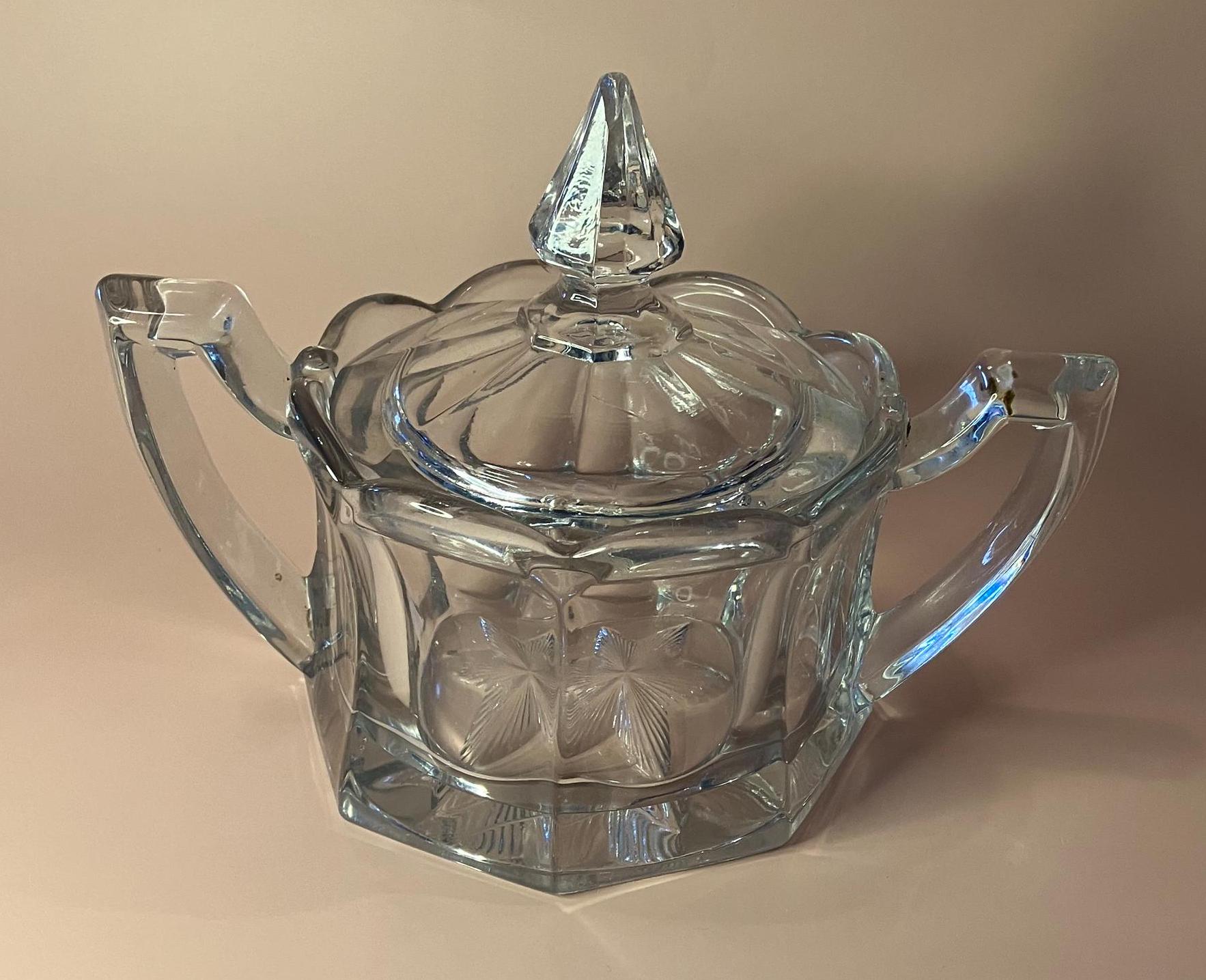 Stunning Vintage Glass 2 Handled Cut Glass Jar With Lid. Lovely Design ...