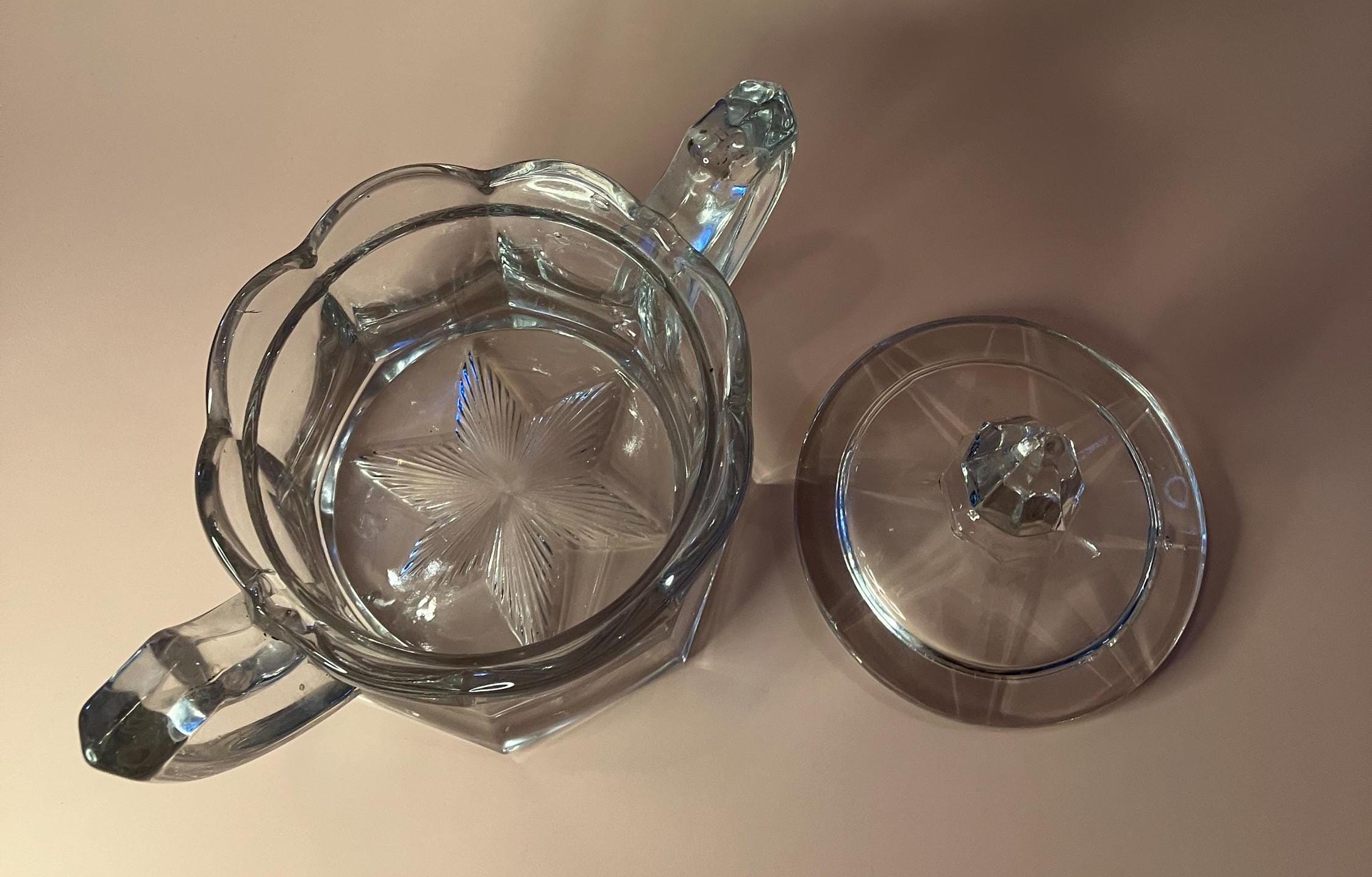 Stunning Vintage Glass 2 Handled Cut Glass Jar With Lid. Lovely Design ...