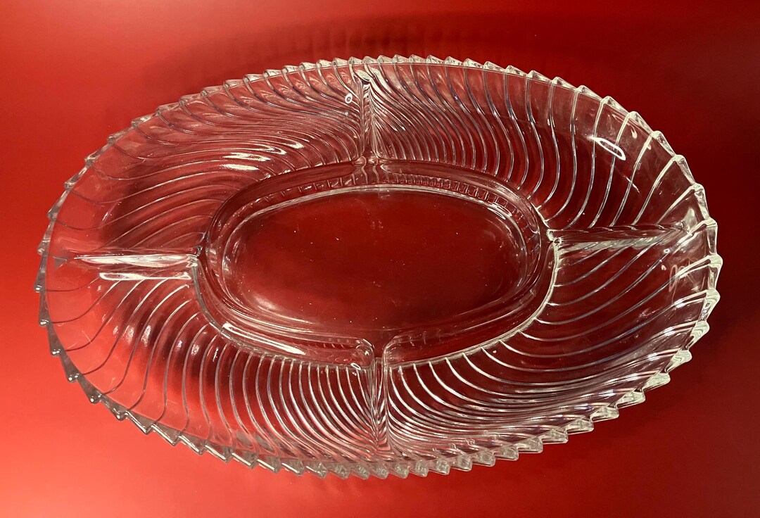 Large Clear Glass Oval Serving Platter, Niknak Tray, or Statement Piece ...