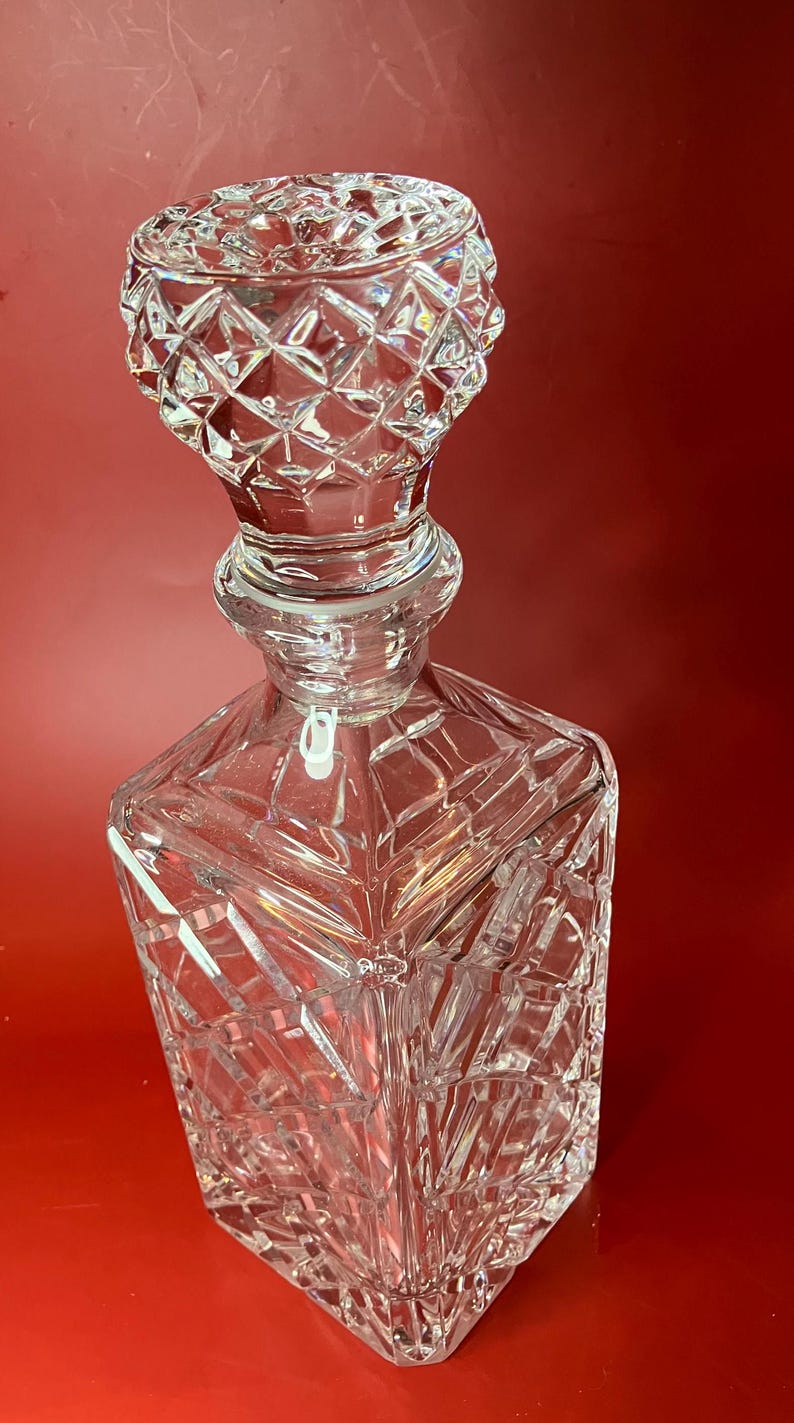 Clear Glass Crystal Decanter, With Lid. 27cm in Height. Vintage. Very ...