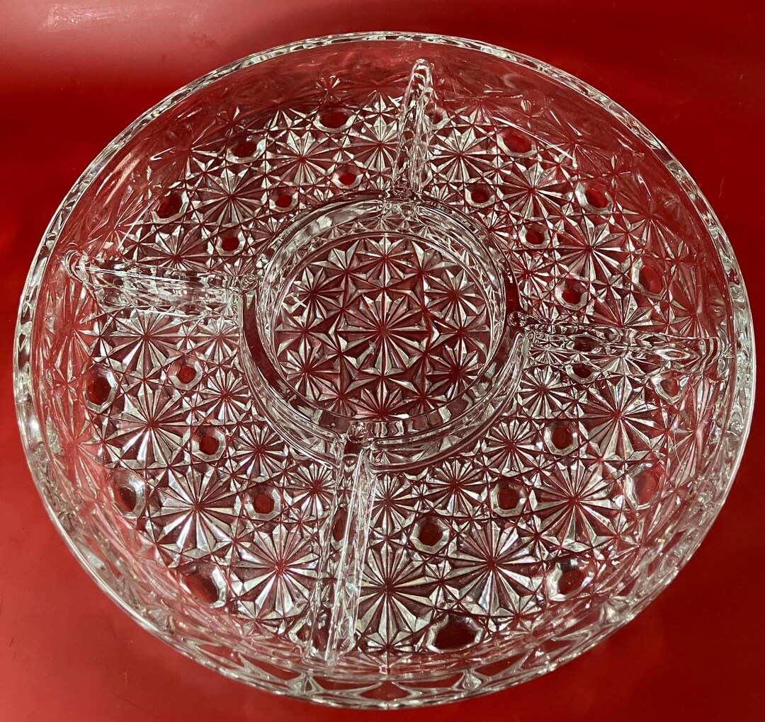 French Luxem De Veropa Daisy Button Pattern. 5 Section Hors D'oeuvres Nibbles/serving Dish ...