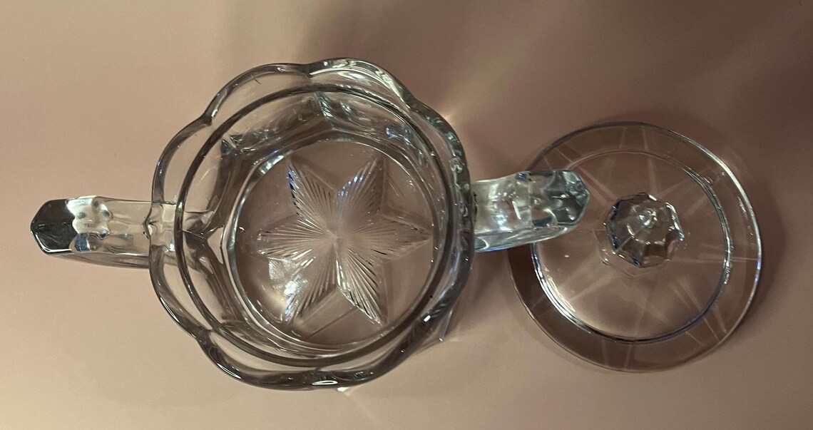 Stunning Vintage Glass 2 Handled Cut Glass Jar With Lid. Lovely Design ...