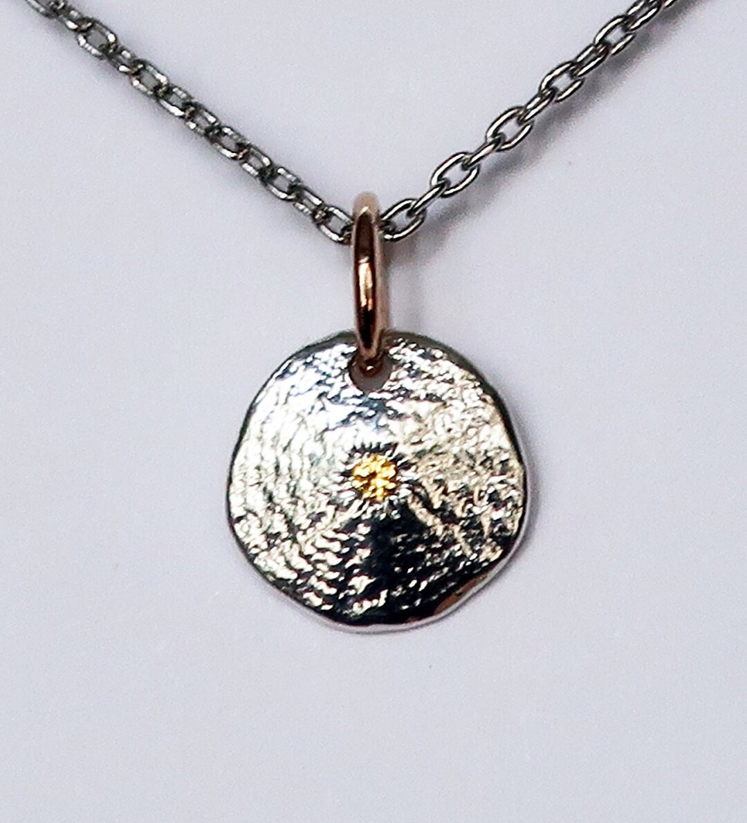 Tiny Silver Sea Cake Sand Dollar Charm With Yellow Sapphire - Etsy