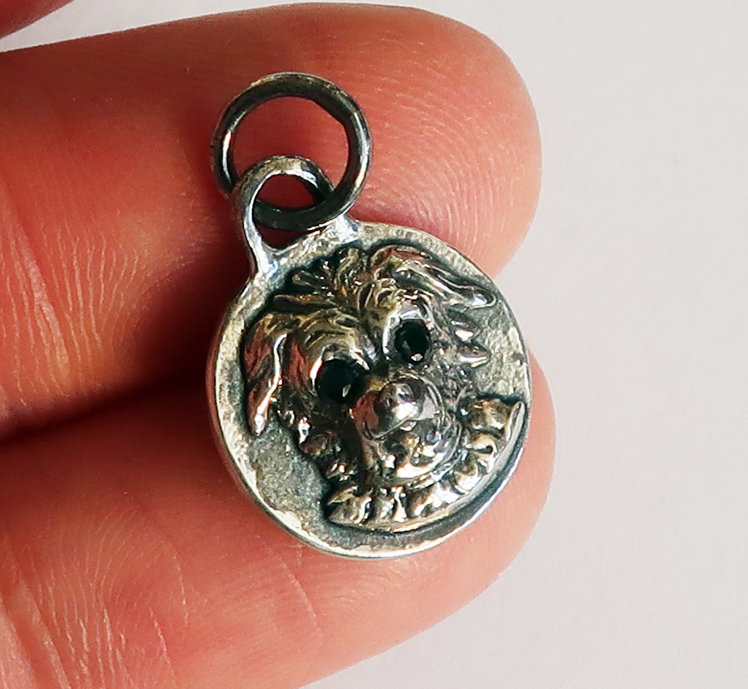 Sterling Silver and Black Diamond Dog Charm