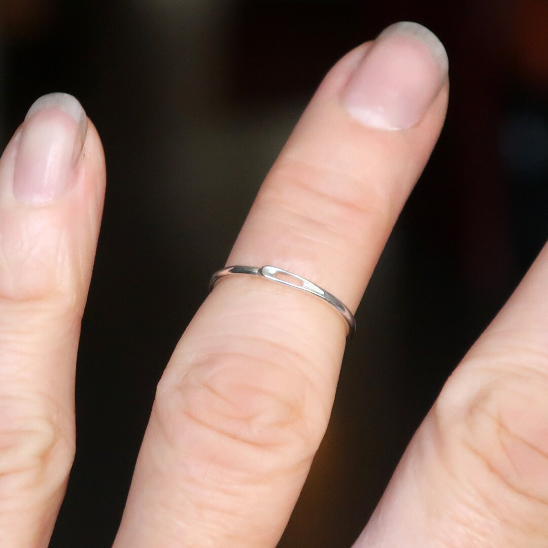 Thin Silver, Sewing Needle, Midi, Stacking Ring. - Etsy