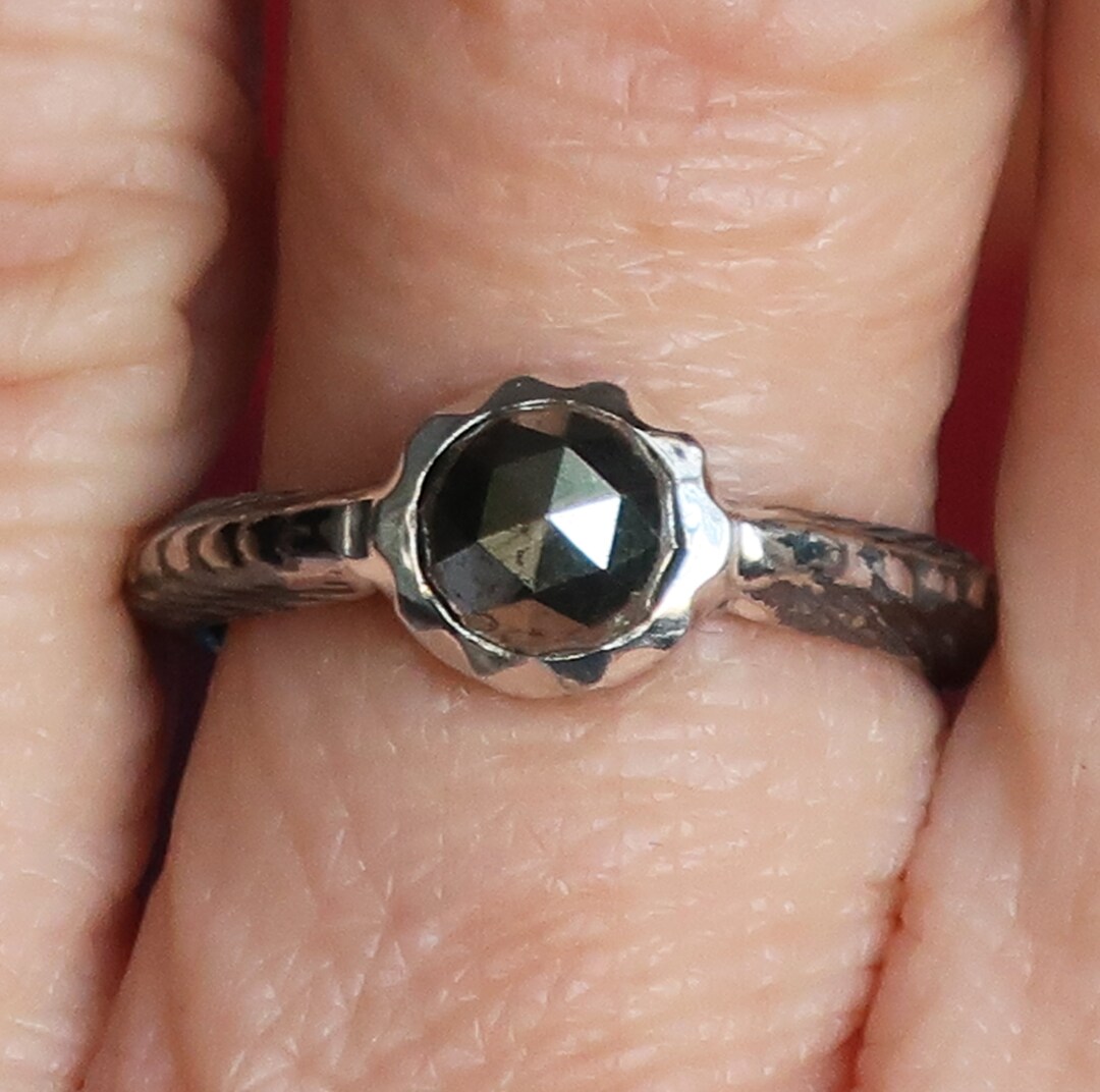 Sterling Silver and Rose Cut Pyrite Cuttlefish Cast Ring, US Size 5.5 ...