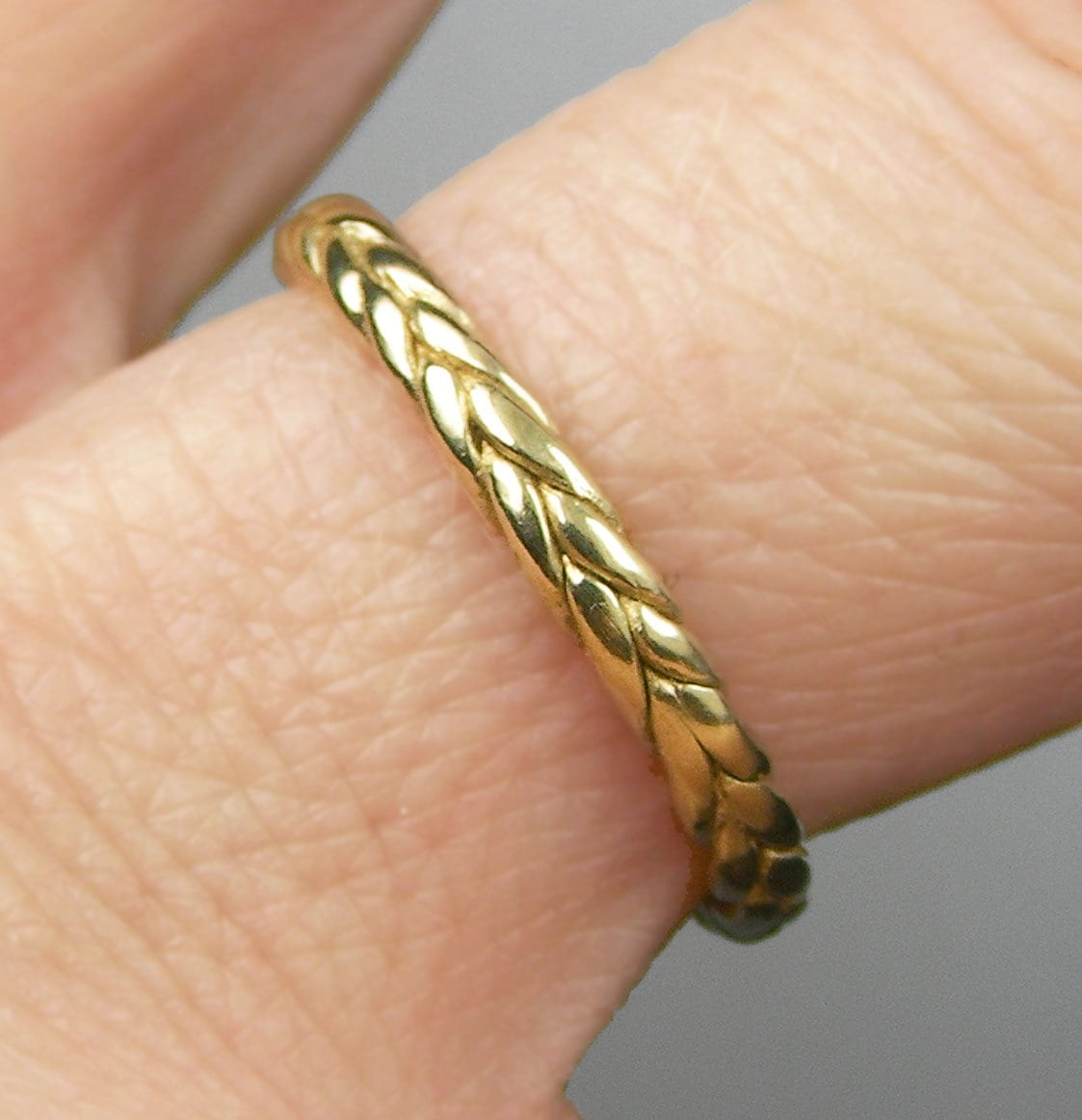 Custom for Jessica-Solid 14k Yellow Gold Thin Braid Ring_EXCHANGE
