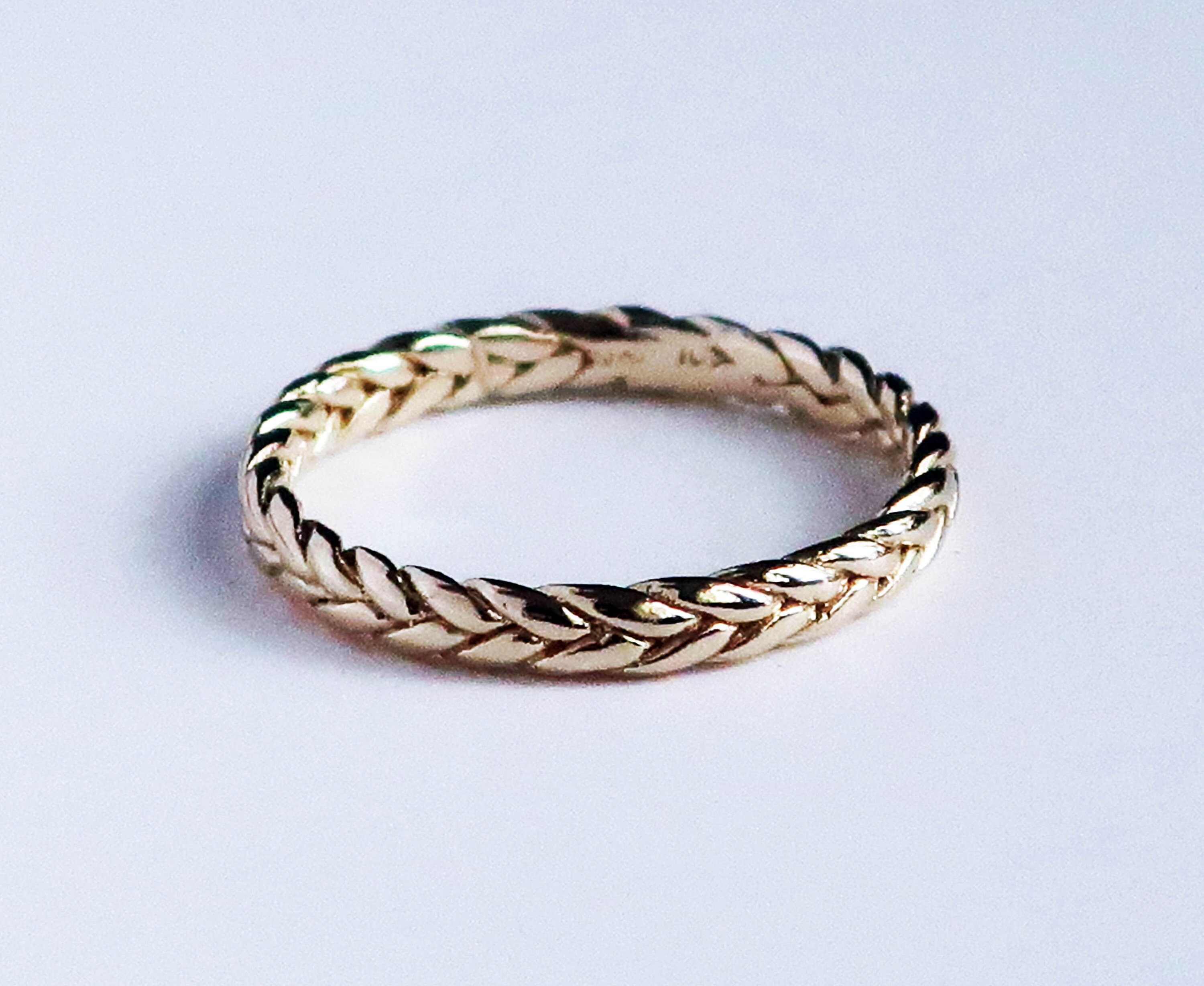 Solid 10k Yellow Gold Thin Braid Ring, US Size 4.75 Sample, Ready to Ship