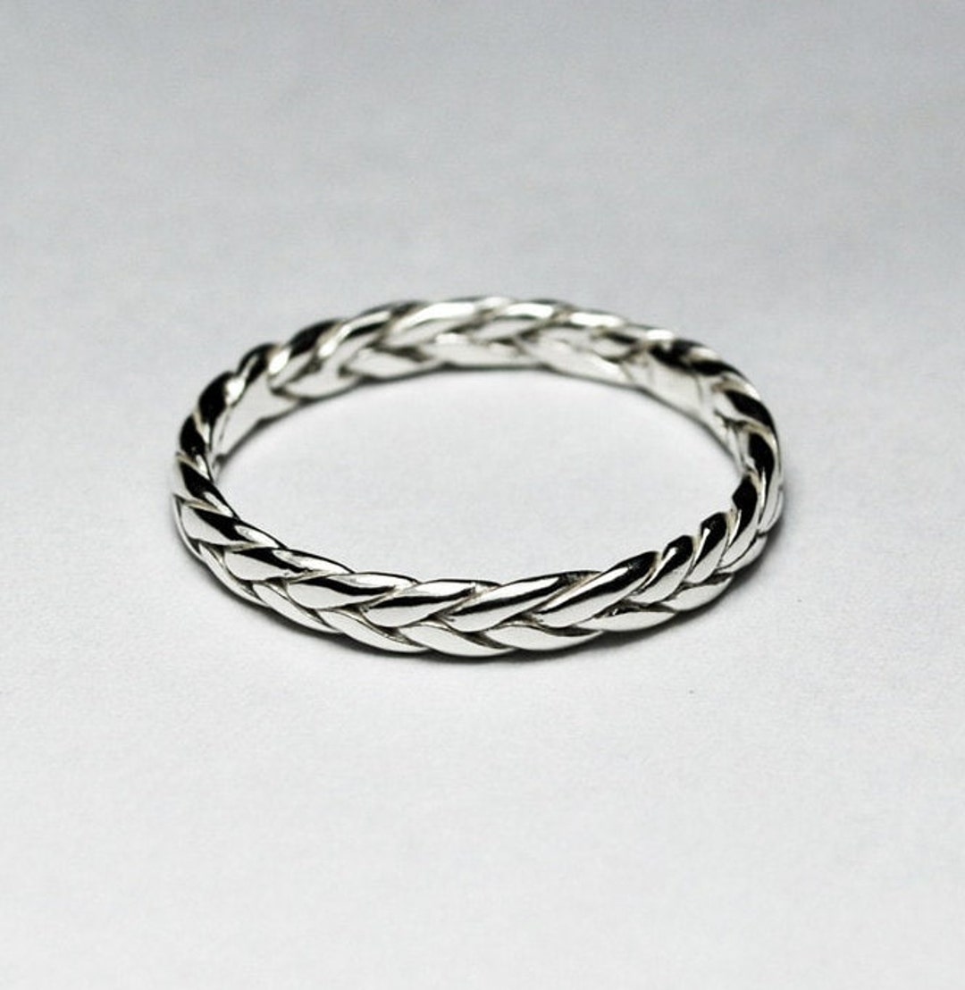 3mm Wide Larger Size Solid Sterling Silver Thin Braid Ring - Etsy