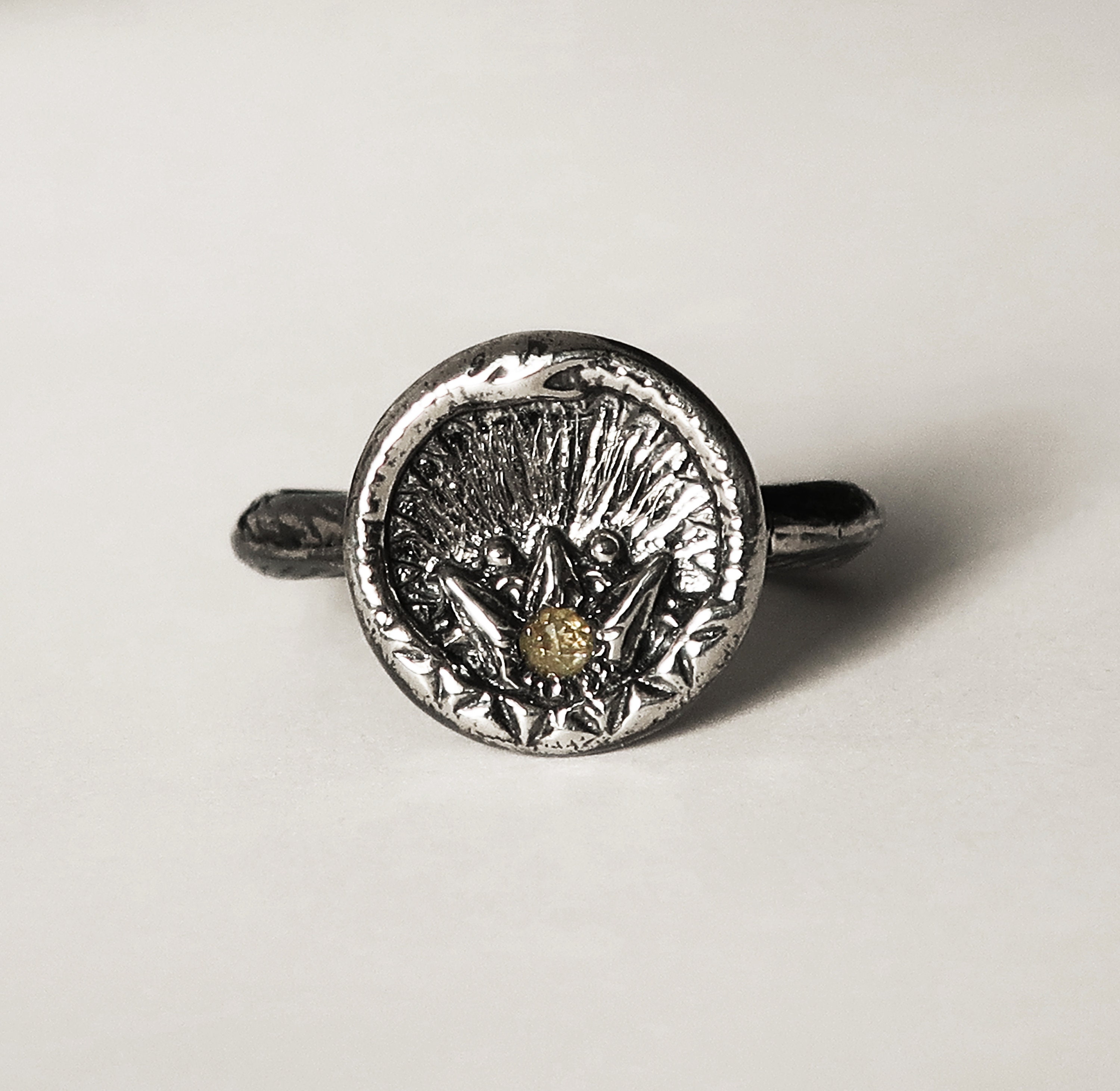 Black Sterling Silver and Yellow Diamond Ouroboros Snake, Antique ...