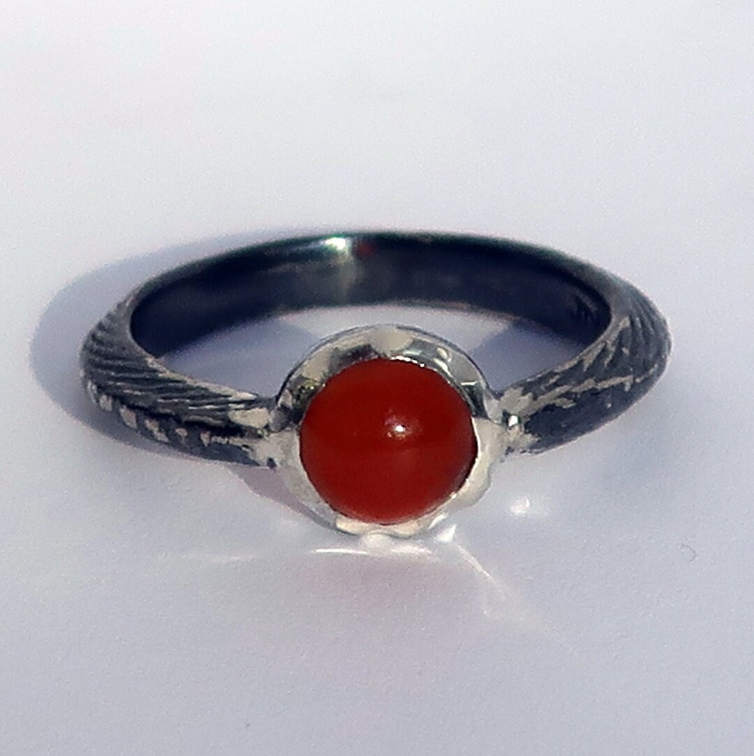 Sterling Silver and Carnelian Cuttlefish Cast Ring, US Size 5.5-ready ...