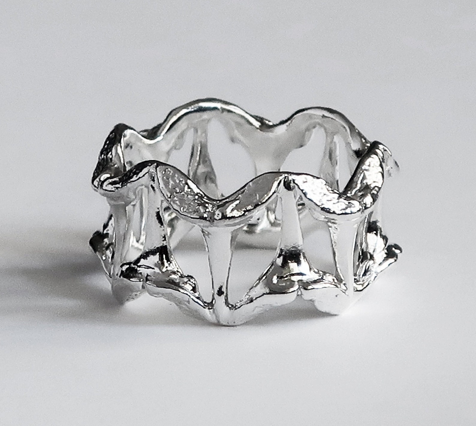 Sterling Silver Small Shark Tooth Pattern Ring - Etsy