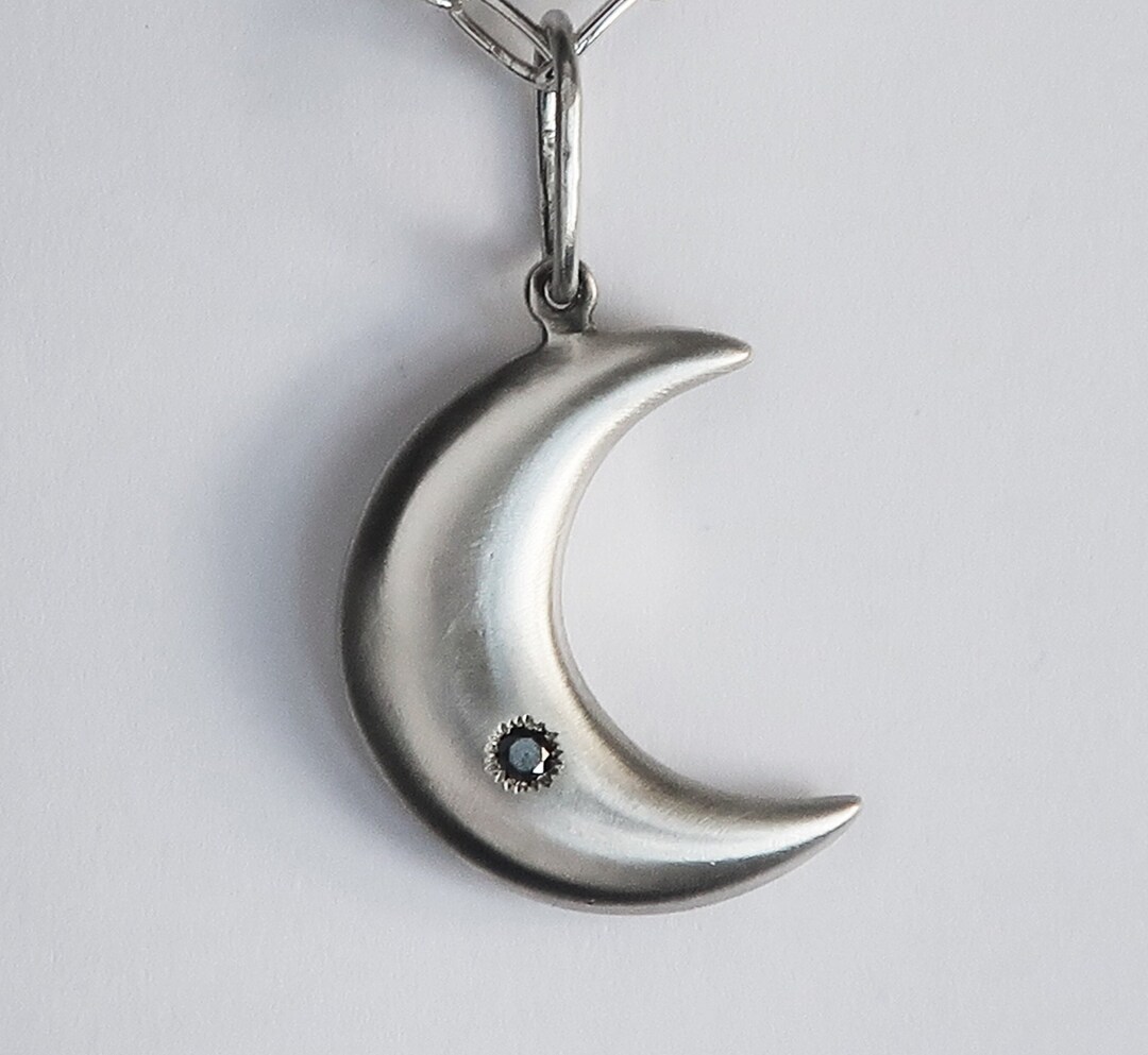 Sterling Silver Witchy Moon Pendant: Double Sided CZ Celestial Jewelry ...