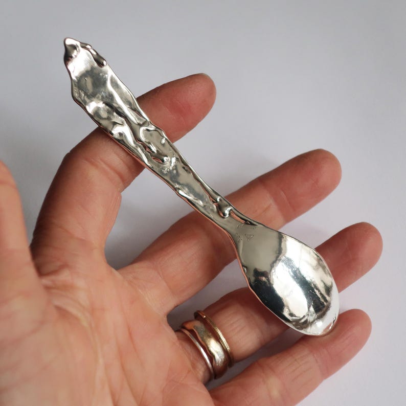 Liquid Metal, Dripping Sterling Silver Spoon-for Salt or Spices. One of ...