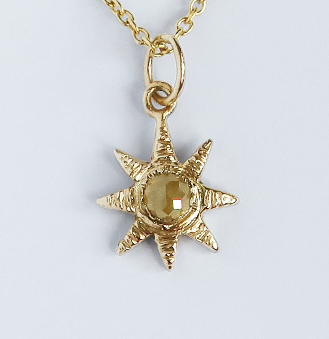Ready to Ship-yellow Gold Celestial Star Charm With Yellow Rose Cut ...
