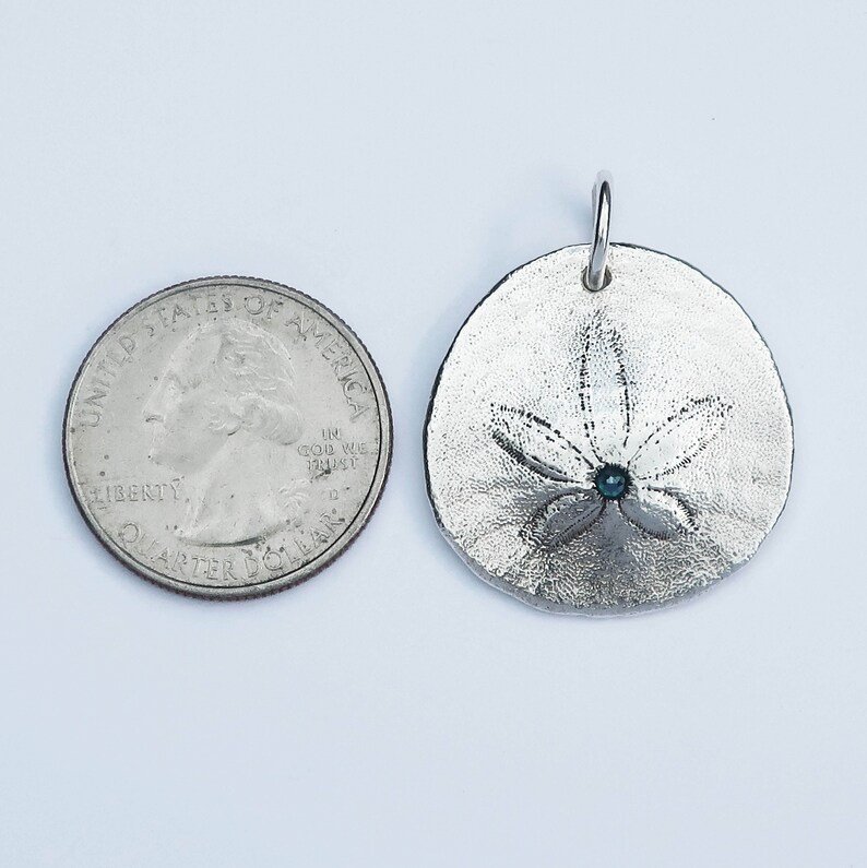 Sterling Silver & Blue Diamond Large Sand Dollar-ready TO SHIP - Etsy