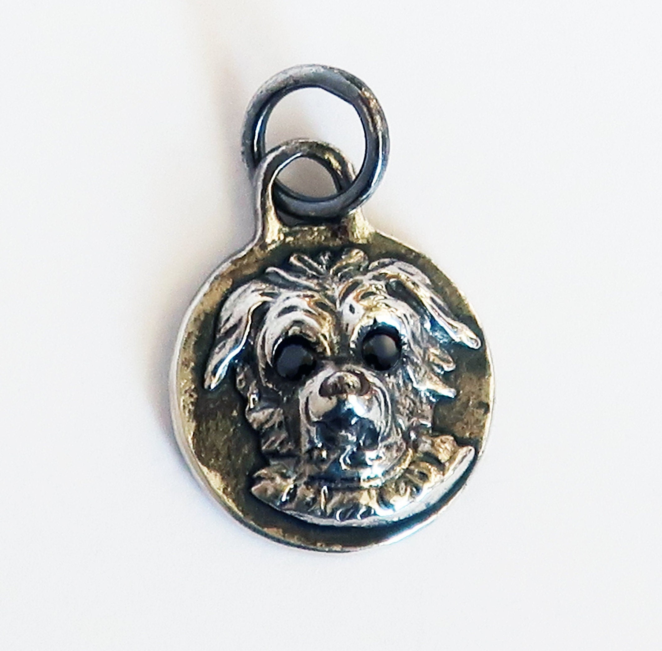 Sterling Silver and Black Diamond Dog Charm