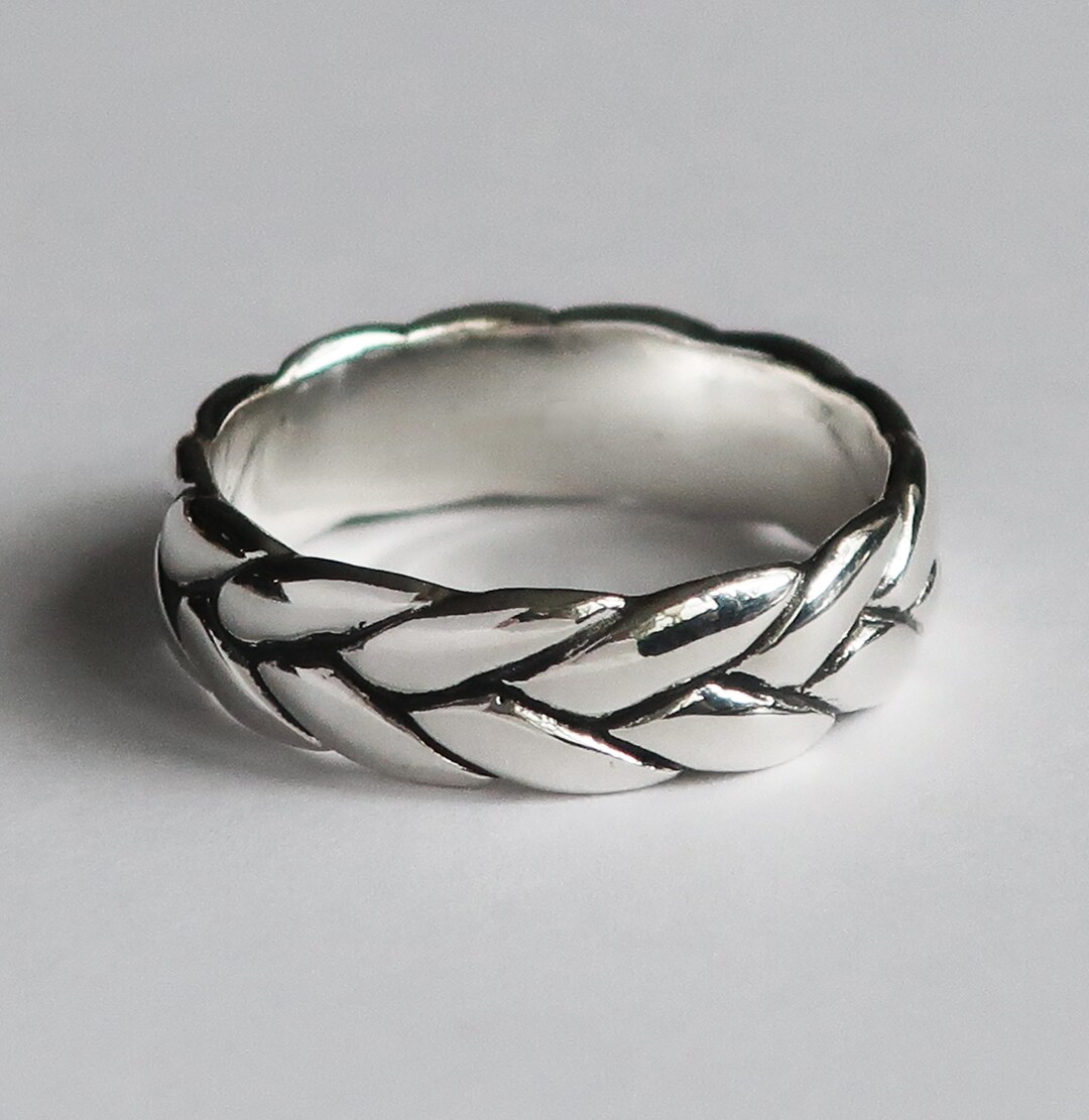 Wide Sterling Silver Braid Ring - US Size 8.5 - Etsy
