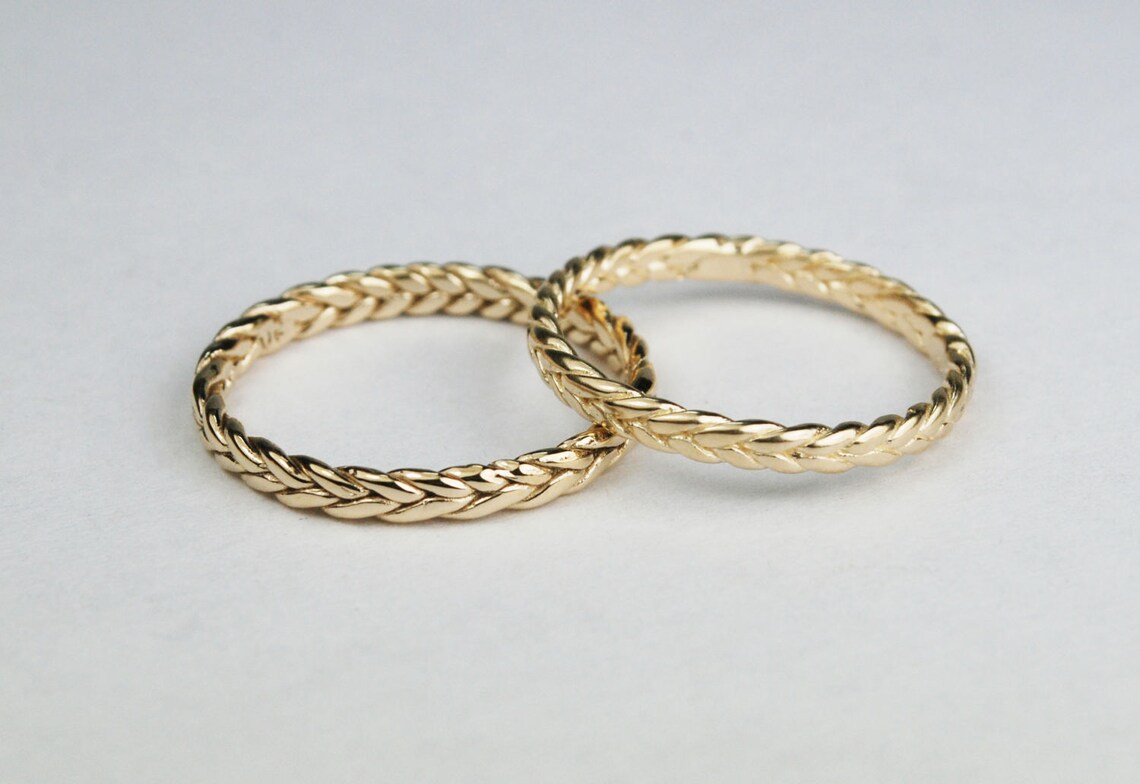 Solid 10k Yellow Gold Thin Braid Ring - Etsy