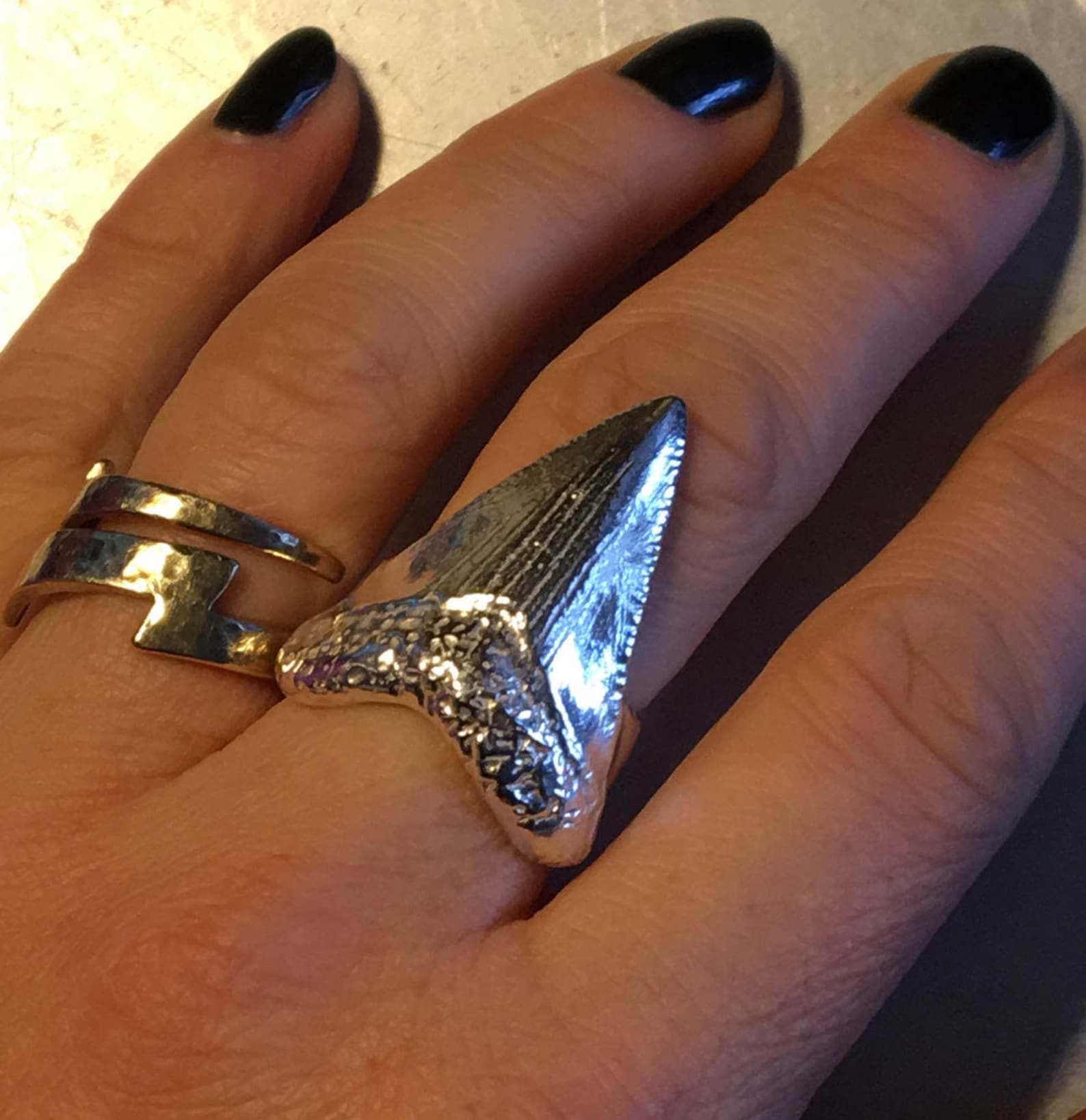 Sterling Silver Mega Shark Tooth Ring | Etsy