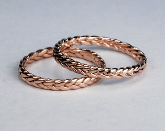 Solid 10k Yellow Gold Thin Braid Ring | Etsy