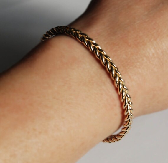 Solid Yellow Gold Braid Cuff Bracelet your Choice of 10 or 14 Karat Etsy