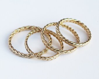 Solid 10k Yellow Gold Thin Braid Ring | Etsy