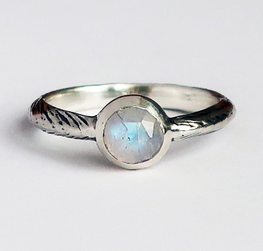 Sterling Silver and Rose Cut Moonstone Cuttlefish Cast Ring, US Size 6. ...