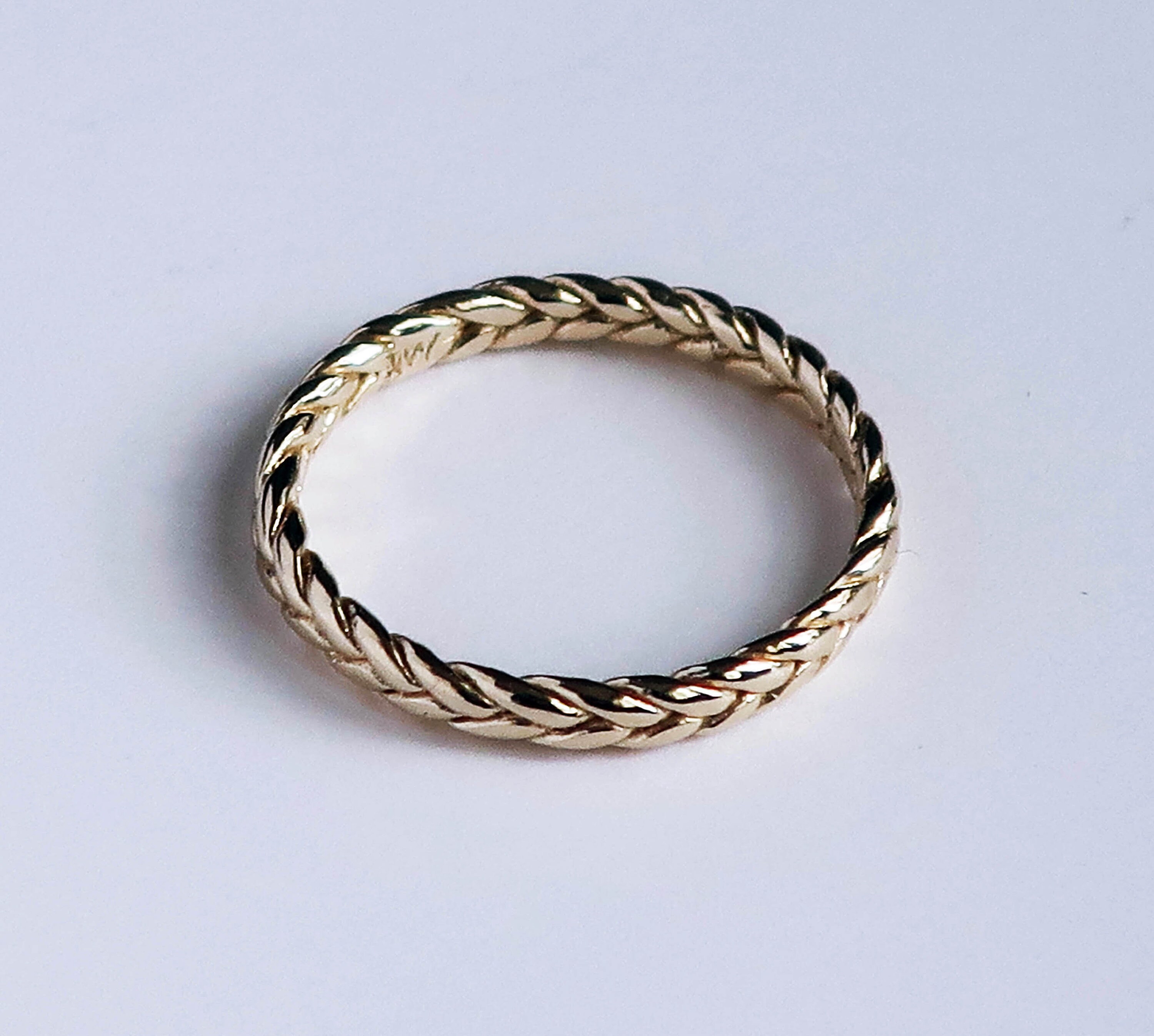 Solid 10k Yellow Gold Thin Braid Ring, US Size 4.75 Sample, Ready to Ship