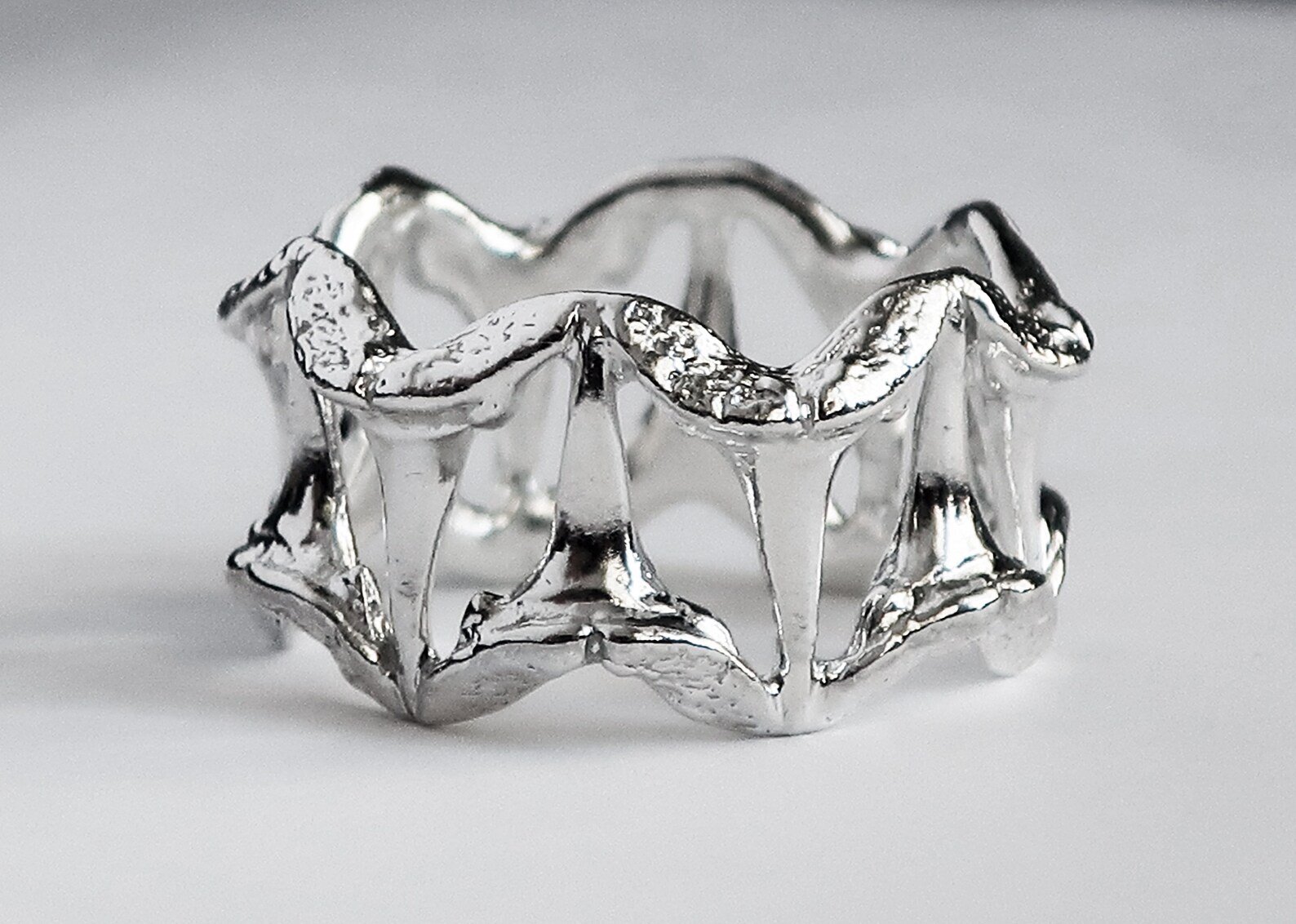 Sterling Silver Small Shark Tooth Pattern Ring - Etsy
