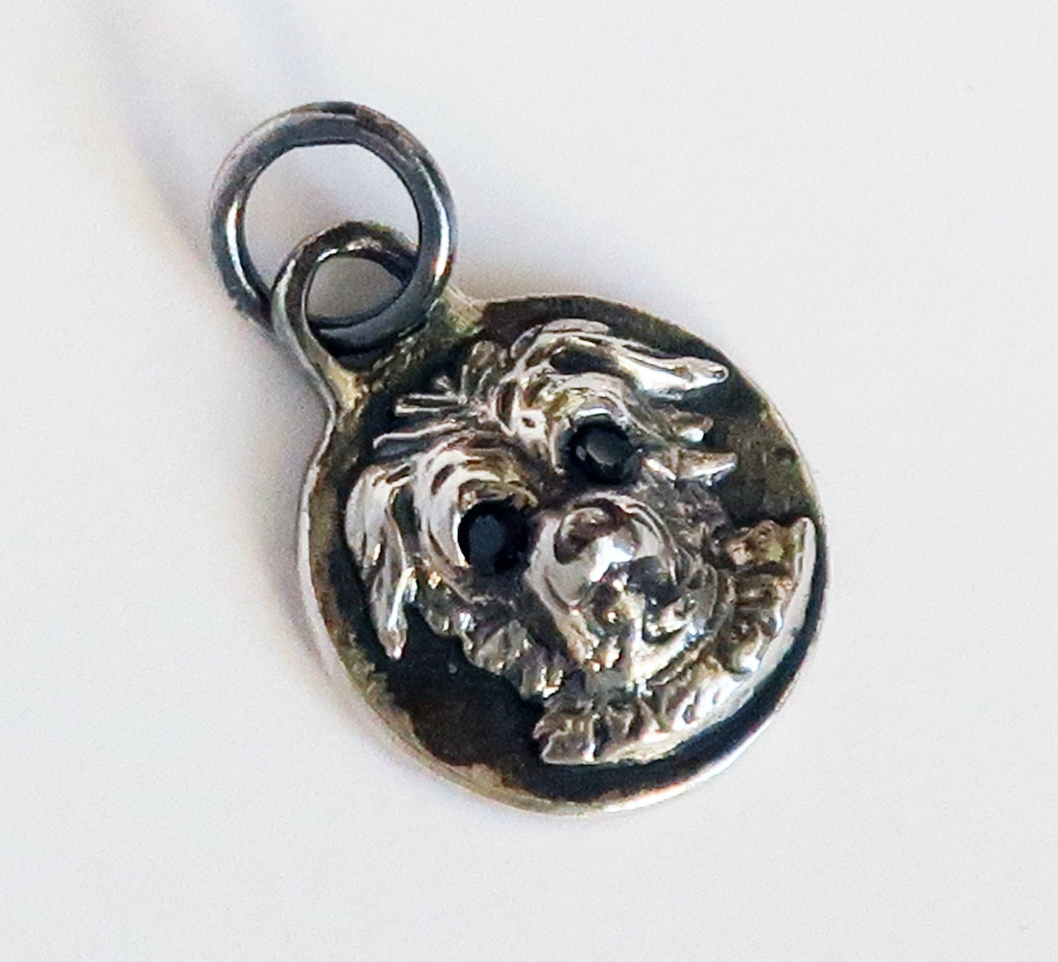 Sterling Silver and Black Diamond Dog Charm