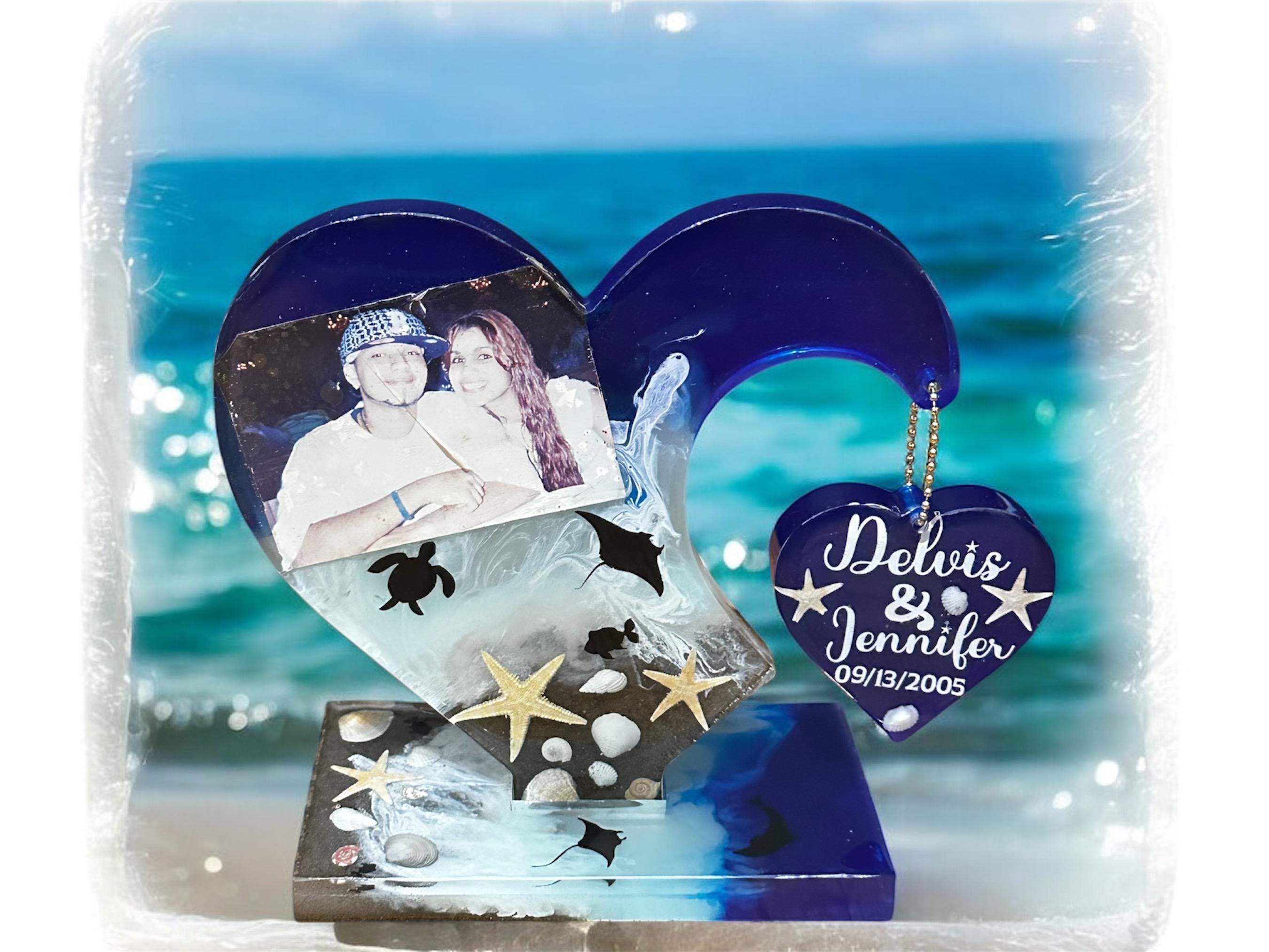 Personalized Double Heart Resin Photo Frame: Custom Keepsake Gift - Etsy